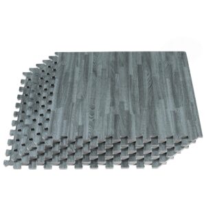 forest floor 3/8 inch thick printed foam tiles, premium wood grain interlocking foam floor mats, anti-fatigue flooring, 24 in x 24 in