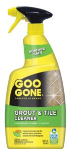 goo gone grout & tile cleaner - 28 ounce - removes tough stains dirt caused by mold mildew soap scum and hard water staining - safe on tile ceramic porcelain