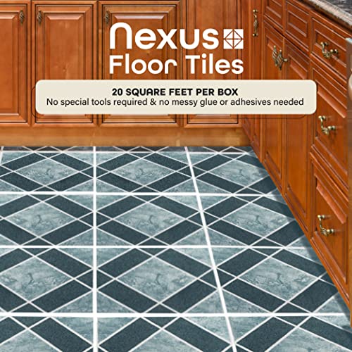 Achim Home Furnishings FTVGM30320 Nexus 12-Inch Vinyl Tile, Geo Light and Dark Blue Diamond Pattern, 20-Pack, 12"W x 12"L x 1.2mm T