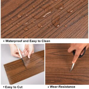 Peel and Stick Floor Tile Natural Red Wood Grain Look Vinyl Flooring Waterproof and Self Adhesive for Bathroom Kitchen Living Room Bedroom DIY 35in×6in (10 PCS)