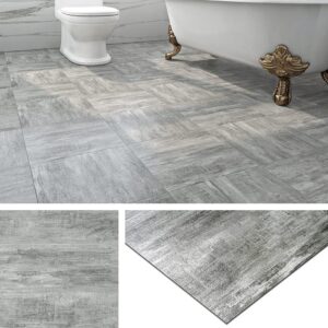 livelynine 32-tiles stick on floor tiles waterproof peel and stick floor tile for kitchen bathroom bedroom floors retro easy vinyl flooring peel and stick 12x12" light grey wood laminate flooring