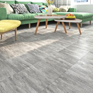 Livelynine 32-Tiles Stick on Floor Tiles Waterproof Peel and Stick Floor Tile for Kitchen Bathroom Bedroom Floors Retro Easy Vinyl Flooring Peel and Stick 12X12" Light Grey Wood Laminate Flooring