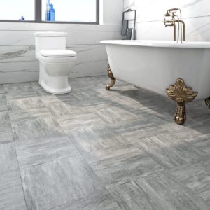 Livelynine 32-Tiles Stick on Floor Tiles Waterproof Peel and Stick Floor Tile for Kitchen Bathroom Bedroom Floors Retro Easy Vinyl Flooring Peel and Stick 12X12" Light Grey Wood Laminate Flooring