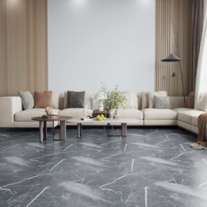 VEELIKE Grey Marble Peel and Stick Floor Tile 12''x12'' Vinyl Flooring Peel and Stick Waterproof Removable Self Adhesive Grey Vinyl Floor Stick On Tile for Kitchen Bathroom Bedroom Living Room 12 Pack