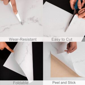 10 PCS Peel and Stick Floor Tile White and Grey Marble Look Self Adhesive Vinyl Flooring 12 x 12 inch Waterproof and Durable Floor Tile Removable Flooring Tiles for Rentals Bathroom Kitchen