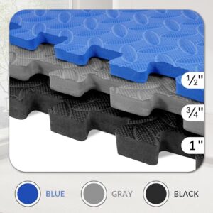 Signature Fitness Puzzle Exercise Mat with EVA Foam Interlocking Tiles, Black, 1/2” Thick, 12 Tiles, 48 Sq Ft