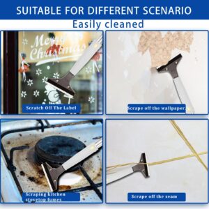 Frebuta Floor Scraper Long Handle Heavy Duty, 4Inch Razor Blade Scrapers Metal Paint Scraper with 10PCS Extra Metal Blades Paint Scraper Ideal for Cleaning Stove Top Windows Glass Tiles Wall