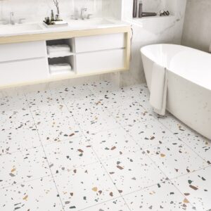 westick terrazzo peel and stick floor tile 20 pcs durable removable adhesive floor tiles peel and stick waterproof thick laminate flooring luxury vinyl flooring peel and stick for kitchen 12x12 in