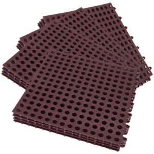 16pack 11.8 x 11.8 inch interlocking rubber floor tiles non-slip shower pool deck tiles for flooring, soft pvc splicing modular cushion mat drainage mats for patio garage kitchen bathroom (brown)