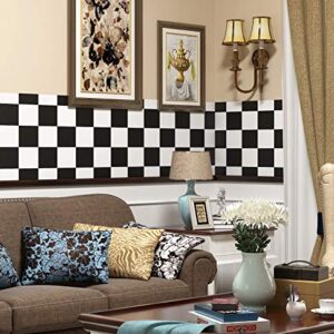 Livelynine Checkered Black and White Vinyl Flooring Roll 15.8x78.8 in Floor Contact Paper Waterproof Peel and Stick Tile Flooring for kitchen Linoleum Bathroom Wallpaper Self Adhesive Wall Covering