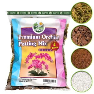 duspro 4qt orchid potting mix for repotting with moss pine bark mulch perlite stone & coco peat natural ingredients, orchid bark potting mix, orchid repotting kit drainage indoor potting medium great