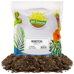 monstera houseplant potting soil mix (2 quarts), custom blend for growing and repotting