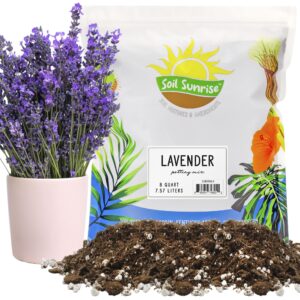 lavender potting soil mix (8 quarts), indoor/outdoor container gardening blend for lavender herb plants