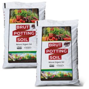 brut organic potting soil – 1 cf – everything your plants need in one bag. indoor and outdoor container plants. 2 pack