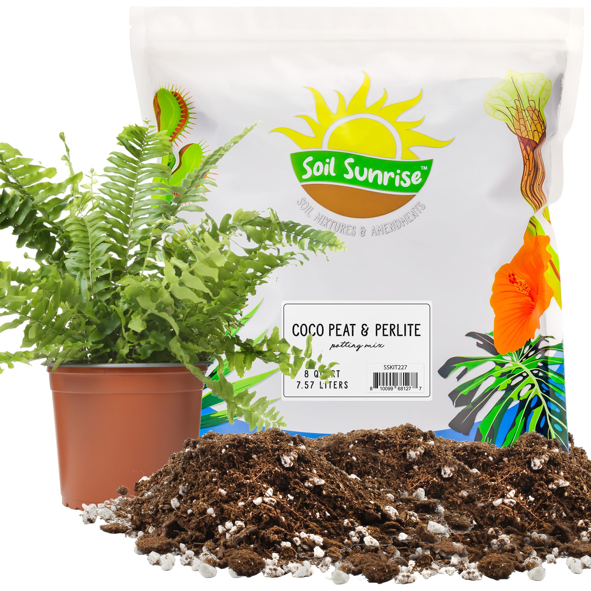 Coco Peat Perlite Potting Mix (8 Quarts), Loose Coconut Coir and Perlite