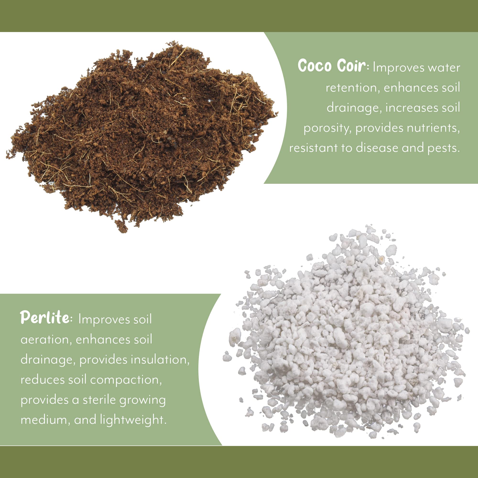 Coco Peat Perlite Potting Mix (8 Quarts), Loose Coconut Coir and Perlite