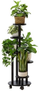 black plant stand with wheels, 5 tiered bamboo tall plant stands for indoor plants multiple, corner plant stand for window garden balcony living room outdoor