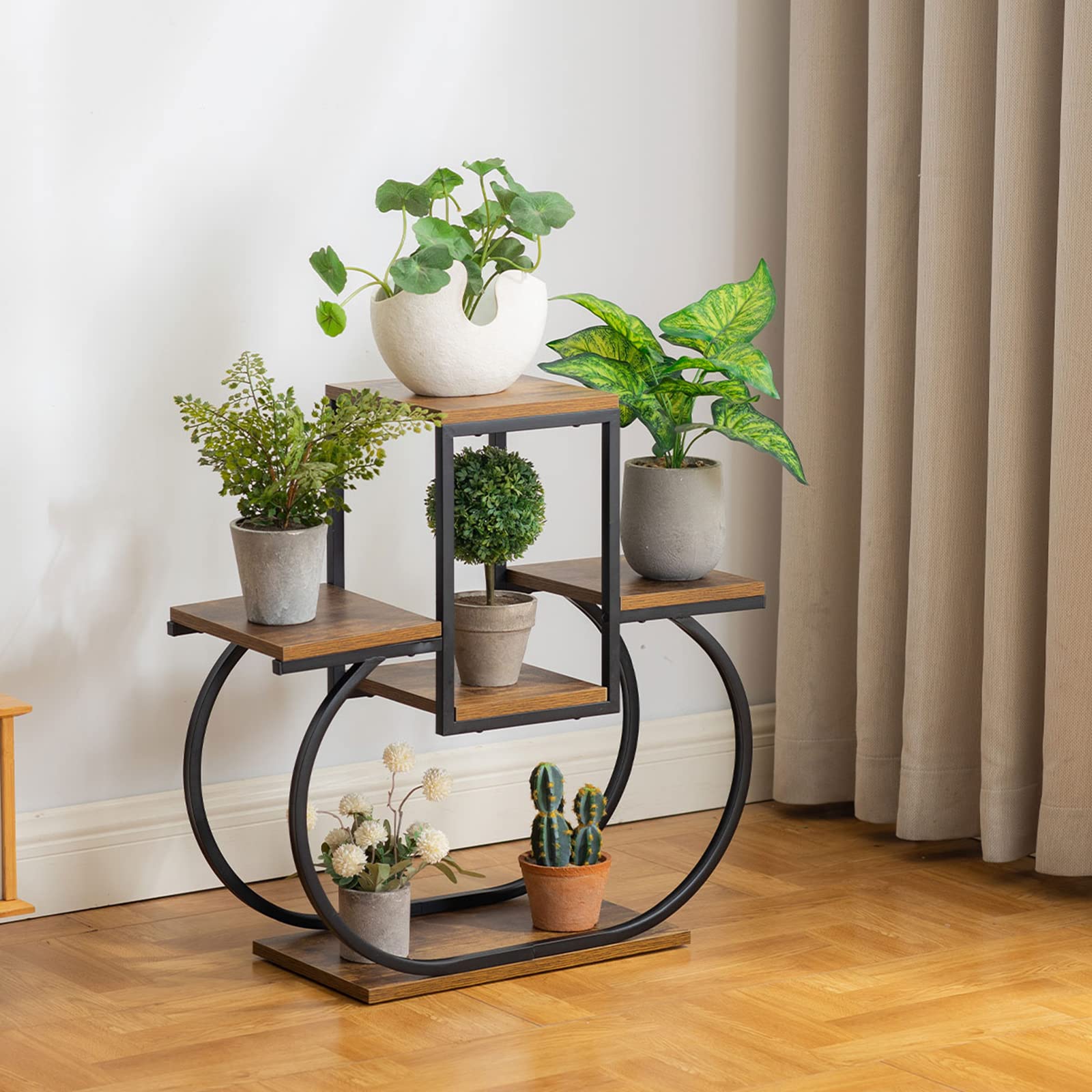 CHPHI Plant Stand Indoor Creative Heart Shape Plant Stand Indoor, Outdoor Wood Plant Stands for Multiple Plants, Tiered Plant Shelf Table Plant Pot Stand for Living Room……