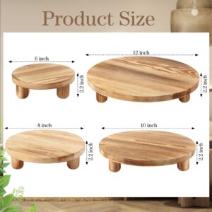 Sintuff 4 Pack Mini Wooden Plant Stool Display Stand 12/10/8/6 Inch Round Wooden Stool Plant Risers Potted Holder for Flower Pot Wooden Plant Stool Indoor Outdoor Wood Plant Stand(Light Color)