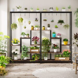 Tribesigns 5-Tier Tall Indoor Plant Stand, 70.9 inches Large Metal Plant Shelf with 6PC S Hanging Hooks, Multi-Purpose Flower Bonsai Pots Display Rack for Indoor, Garden, Balcony, Living Room