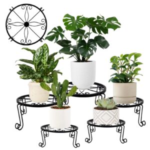 paitin 5 pack metal plant stands,heavy duty flower pot stands for outdoor indoor plants,iron flower rack for garden and home (black)