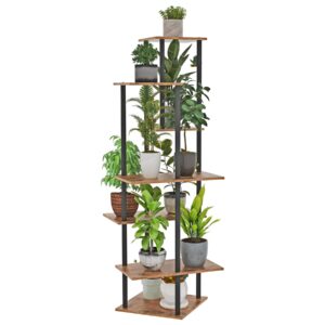 jepreco 53" tall plant stand indoor, 7-tier modern plant shelf, corner flower pot holder organizer for living room balcony patio garden, rustic brown