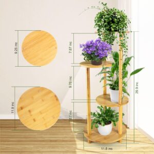 Bamboo Plant Stand Indoor, 4 tier Planter Shelf for Multiple Plants, Corner Decor Tall Holder Living Room, Outdoor Plants Display Rack for Balcony Patio, Flower Potted Wood Stands Living Room Office