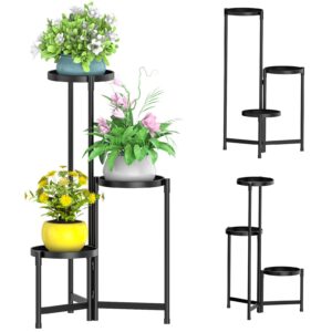 mokani metal plant stands indoor clearance, 3-tier plant stands indoor outdoor, corner plant stand multiple flower pot holder for living room patio garden balcony