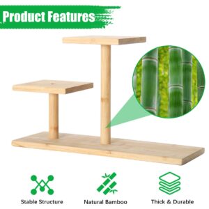 QUMENEY Desktop Plant Stand Indoor Bamboo Mini 3 Tiered Windowsill Shelf Desk Tabletop Shelf Holder Desk Organizer Display Rack for Outdoor Garden Balcony Patio