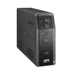 apc ups 1000va sine wave ups battery backup and surge protector, br1000ms backup battery power supply with avr, (2) usb charger ports