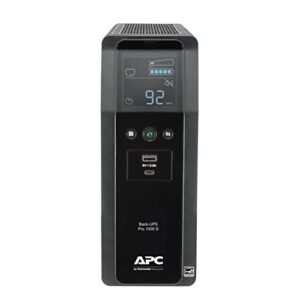 APC UPS 1000VA Sine Wave UPS Battery Backup and Surge Protector, BR1000MS Backup Battery Power Supply with AVR, (2) USB Charger Ports