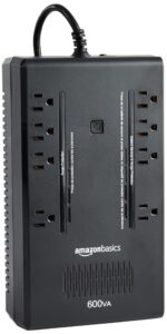 amazon basics standby ups 600va 360w surge protector battery power backup - 8 outlets, black