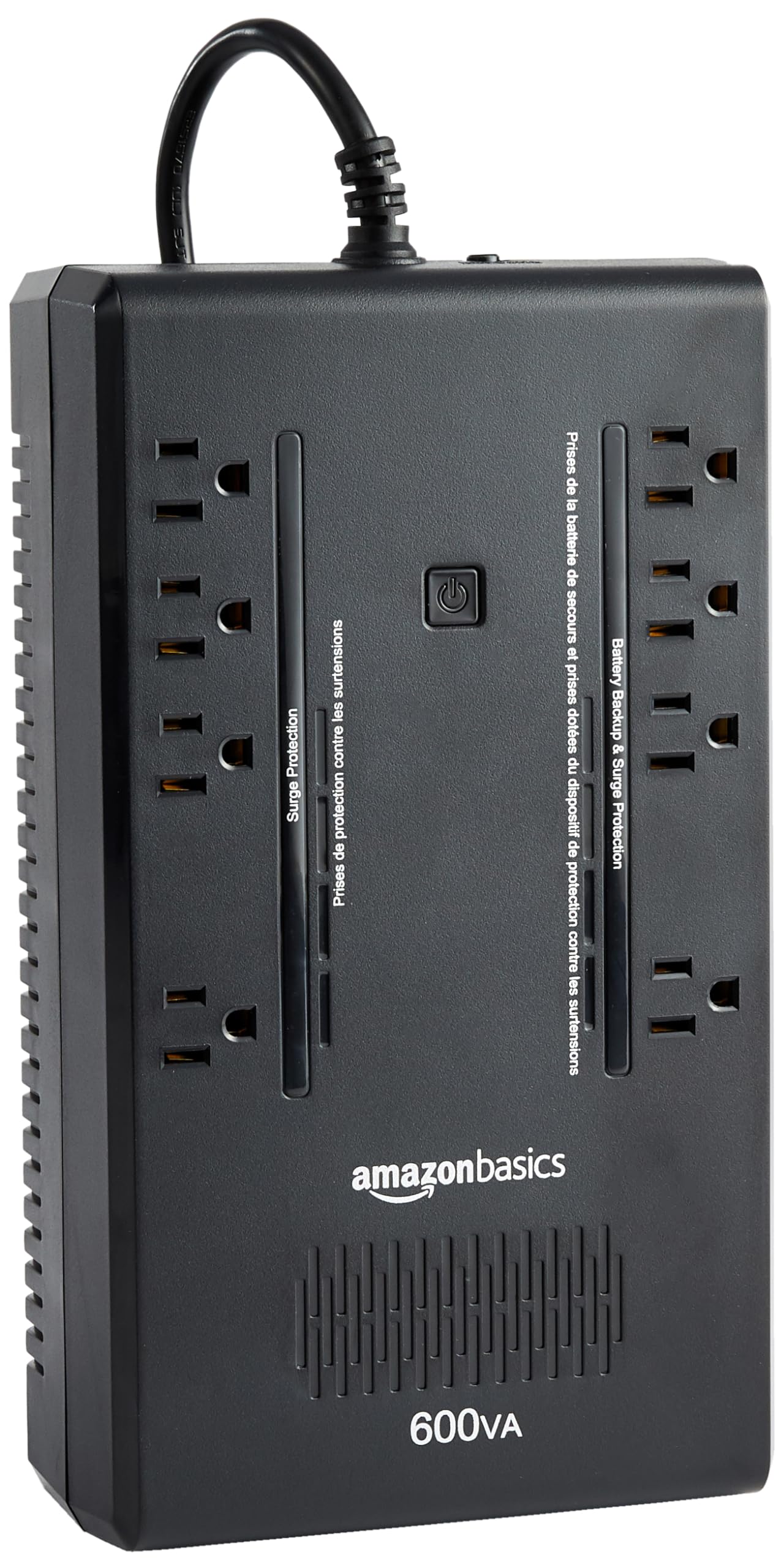 Amazon Basics Standby UPS 600VA 360W Surge Protector Battery Power Backup - 8 Outlets, Black