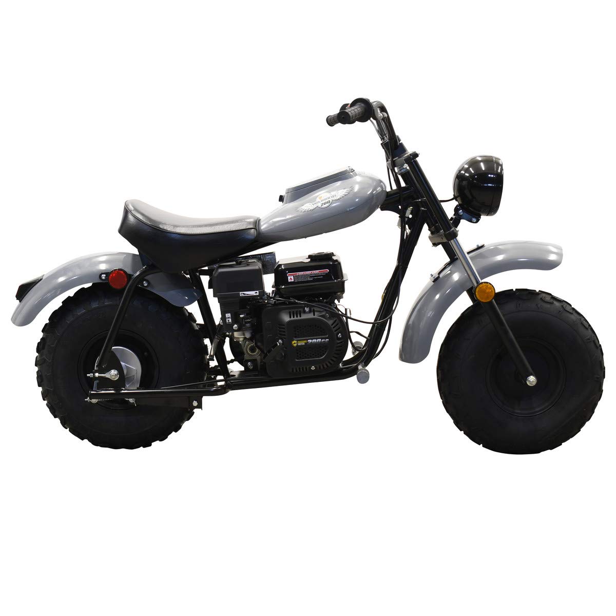 Massimo Motor Warrior200 196CC, 6.5 HP Engine Super Size Mini Moto Trail Bike MX Street for Adults. Wide Tires Motorcycle Powersport CARB Approved (Gray)