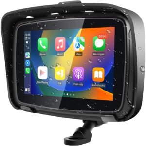 lbw professional wireless apple carplay/wireless android auto touchscreen for motorcycle, 5 inch portable motorcycle gps navigation system via car play/android auto, ipx7 waterproof, 5g dual bluetooth