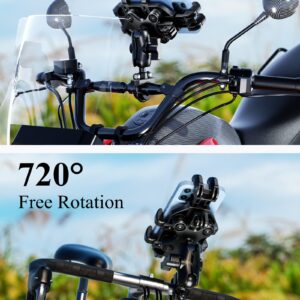 BRCOVAN Motorcycle Phone Holder with Vibration Dampener, Anti-Shake Motorcycle Phone Mount, Adjustable Handlebar CellPhone Holder for Motorcycle Bike Bicycle Scooter ATV Fit 5.4''-7.2'' Smartphone