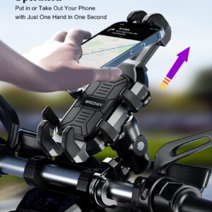 BRCOVAN Motorcycle Phone Holder with Vibration Dampener, Anti-Shake Motorcycle Phone Mount, Adjustable Handlebar CellPhone Holder for Motorcycle Bike Bicycle Scooter ATV Fit 5.4''-7.2'' Smartphone