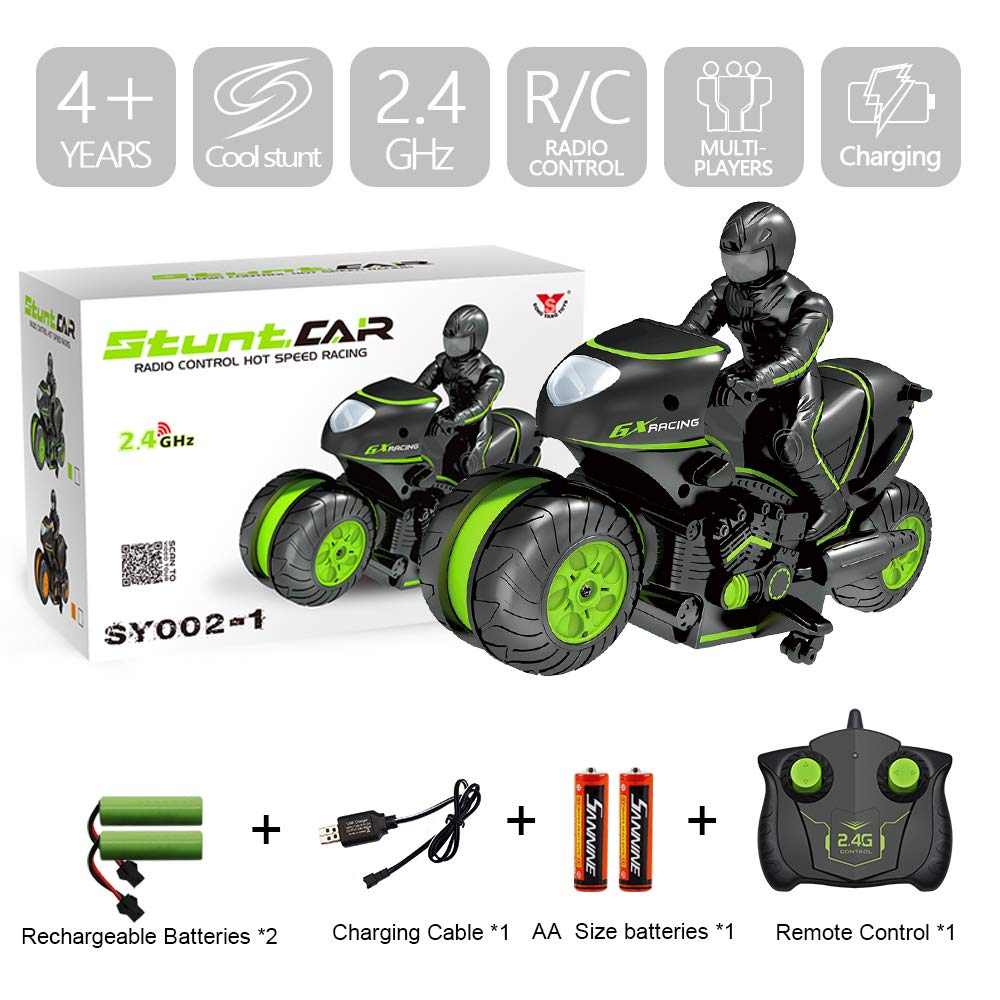 RC Motorcycle Remote Control Motorcycles,High Speed Rc Car Remote Control Car,2.4Ghz 360° Rotating Drift Stunt Car Motorbike for Kids Age 4,5,6,7,8 and Up Year Old