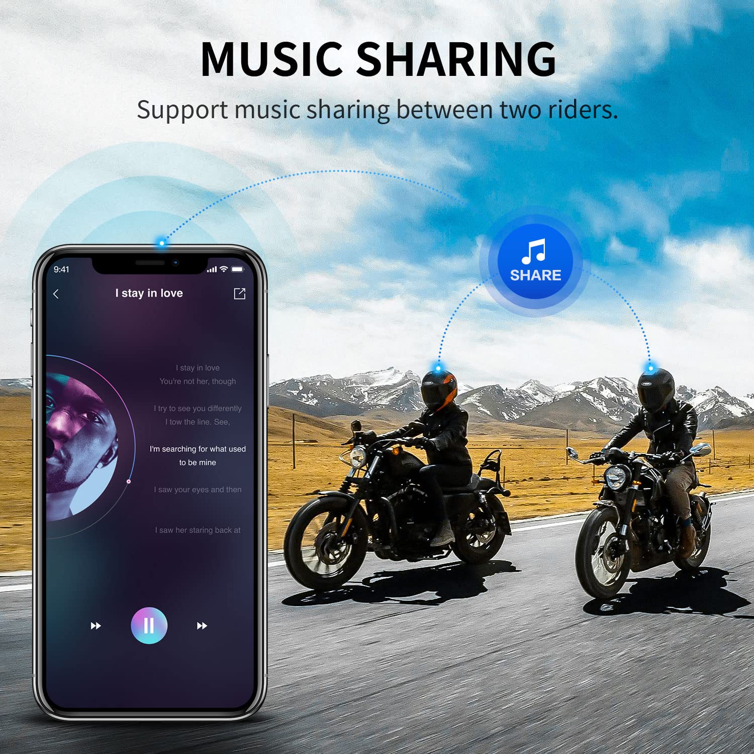 FODSPORTS Motorcycle Bluetooth Intercom with Music Sharing, M1S Pro 2000m 8 Riders Group Helmet Communication System Headset Universal Wireless Interphone (Waterproof/Handsfree/Stereo Music/GPS/2 Mic)