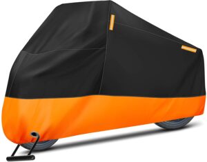 puroma motorcycle cover, 105'' xxx-large heavy duty motorcycle cover waterproof outdoor indoor scooter shelter protection with 4 reflective strips for harley davidson, honda, suzuki, kawasaki, yamaha