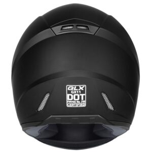 GLX GX11 Compact Lightweight Full Face Motorcycle Street Bike Helmet with Extra Tinted Visor DOT Approved (Matte Black, Medium)