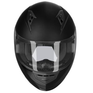 GLX GX11 Compact Lightweight Full Face Motorcycle Street Bike Helmet with Extra Tinted Visor DOT Approved (Matte Black, Medium)