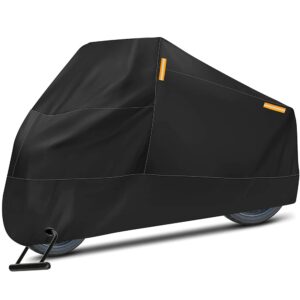 puroma motorcycle cover, 105'' xxx-large heavy duty motorcycle cover waterproof outdoor indoor scooter shelter protection with 4 reflective strips for harley davidson, honda, suzuki, kawasaki, yamaha