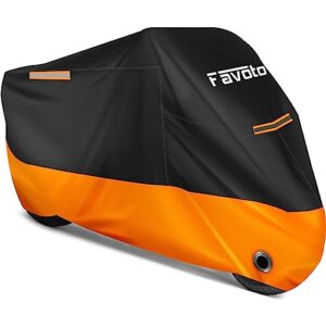 favoto motorcycle cover reflective 96.5 inches length all season universal weather waterproof sun outdoor protection with lock-holes & storage bag motorbike vehicle cover