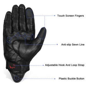 Superbike Full finger Goat Skin Leather Touchscreen Motorcycle Gloves Non-Perforated, M