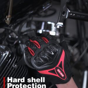 IRON JIA'S Motorcycle Gloves Full Finger Durable for Road Racing Bike Summer Spring Powersports Support Touch Screen red-L