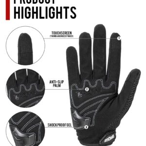 IRON JIA'S Motorcycle Gloves for Men and Women - Motorbike Powersports Racing Gloves with Hard Knuckle Touchscreen for BMX ATV MTB Riding (Black XL)