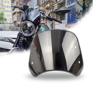 harpuou universal motorcycle windshield wind deflector windscreen front flyscreen with mount for motorbike 5"-7" led headlight