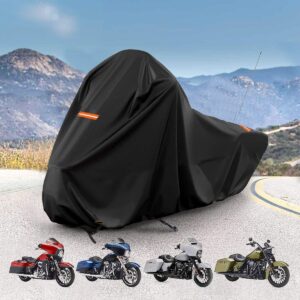 300d motorcycle cover for touring models road king street glide road glide outdoor bike cover windproof heavy duty waterproof protection fits up to 118” motorcycles