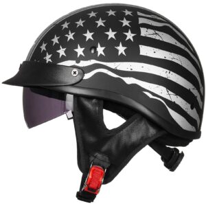 ilm half helmet motorcycle open face sun visor quick release buckle dot approved cycling motocross suits men women 205v (l, patriotic flag)